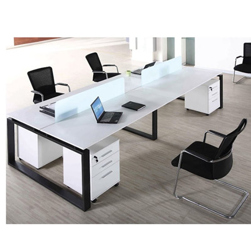 Módulos Bench para Oficina con Cajonera y Valla en Vidrio– Estilo Oficina