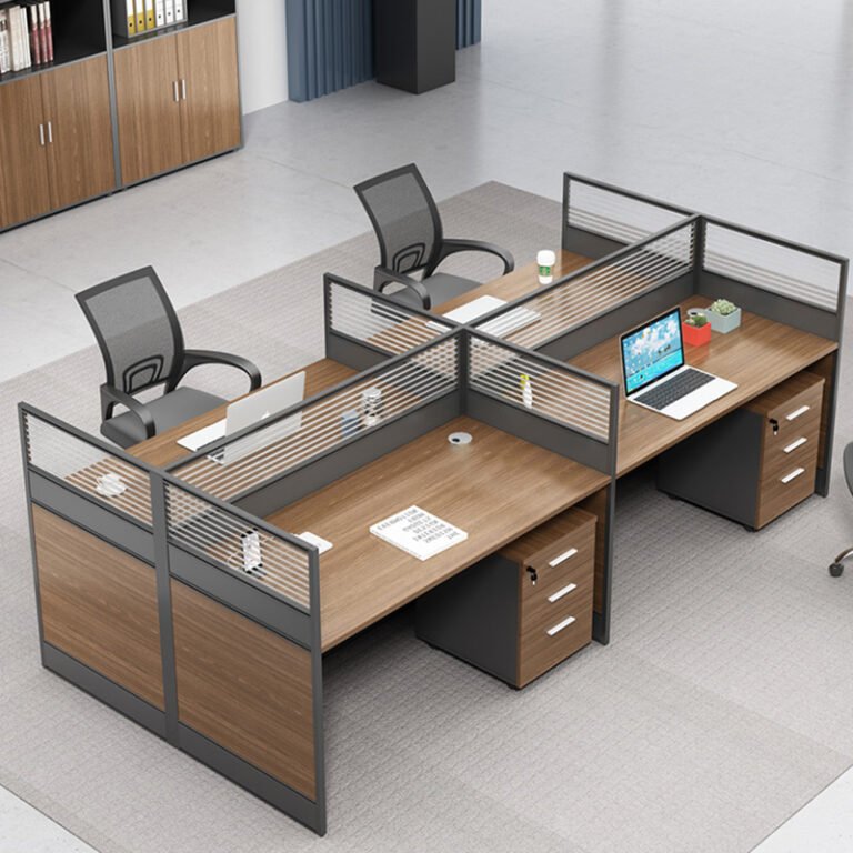 Módulos Bench para Oficina con Cajonera y Valla en Vidrio– Estilo Oficina